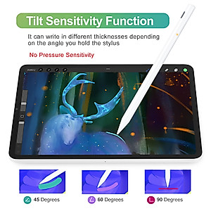 Stylus Pen for iPad with LED Power Display, Capacitive Stylus MKQ Active Pencil with Palm Rejection, Tilt Sensitivity, Magnetic Function, Compatible with iPad 2018 and Later Versions
