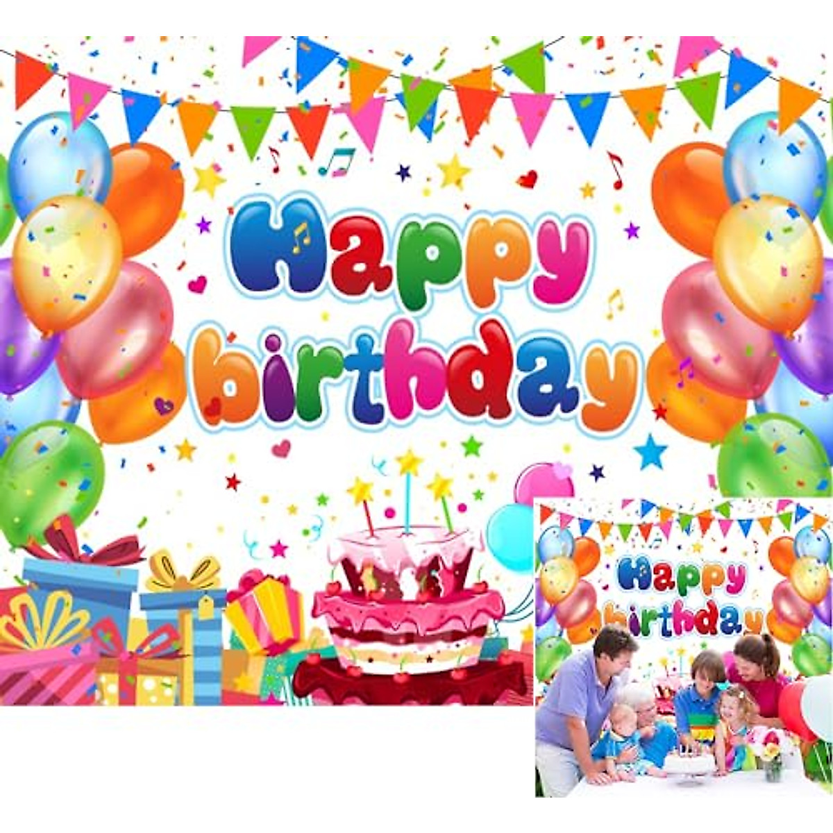Vibrant Birthday Backdrop for Kids - 10x8ft Balloon Decor