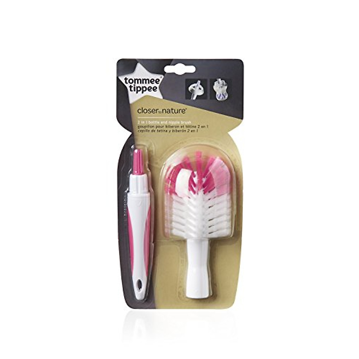 Tommee Tippee 2 in 1 Baby Bottle & Nipple Cleaning Brush, 1 Count (Colors Will Vary)