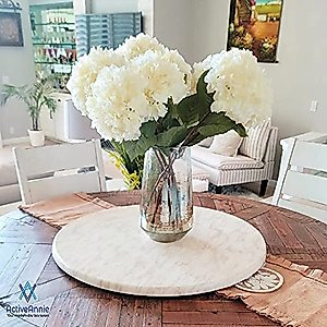 ActiveAnnie Large 30" Off White Faux Marble Swivel Lazy Susan Rotating Turntable Dining Tabletop – Great for The Kitchen Island, Family Style Dining, Games, Parties, and Wedding – Made in France