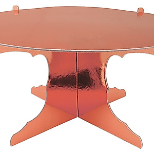 Beistle 2 Piece Durable Boardstock Shiny Metallic Rose Gold Round Cake Stands for Bridal Showers, Wedding Receptions, Birthday Party Supplies, Dessert Holders