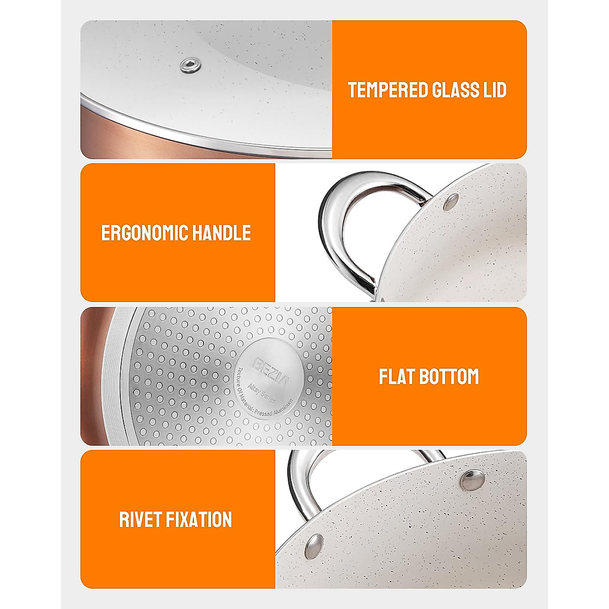 BEZIA 8 Quart Cooking Pot with Lid, Nonstick Stock Pot/Stockpot with Lid, Induction Pot for Cooking, Kitchen Pots, Stew Pots, Soup Pots for All Stovetops, Oven Safe