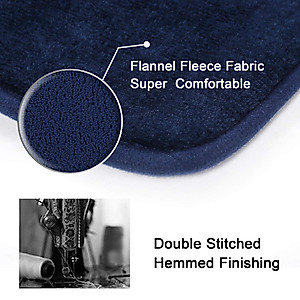H.VERSAILTEX Kitchen Mat 2 PCS Kitchen Rugs Non Slip Memory Foam Flannel Velvety Kitchen Runner Rug Water Absorbent Soft Kitchen Rug Set for Floor Rug Standing Rugs(47" x 17" + 24" x 17", Navy)