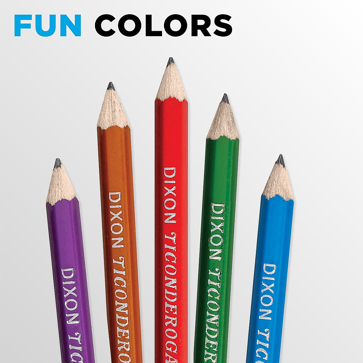 TICONDEROGA Pencils, Wood-Cased Graphite, #2 HB Soft, Pre-Sharpened, Assorted Color Barrels, Black Lead, 10-Pack (13932)