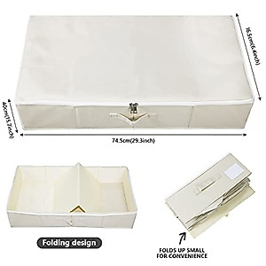 BLKDOTS Underbed Storage Organizer Bins, AWC-BBCDH (Beige-2pcs)