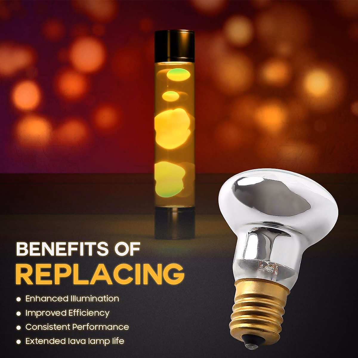 Seentech R39 E17 25 Watt 120V Reflector Incandescent Replacement Bulb Adjustable Warm White Light - Lava Lamp Replacement Bulb, Suitable for Lava lamp, Glitter Lamps (Pack 4)