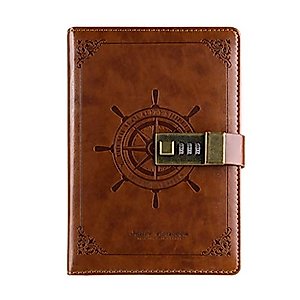 wyh Composition Notebook Digital Password Combination Student Diary Notepad B6 PU Leather Creative Retro for Travel Business Office Journal (Color : Brown)