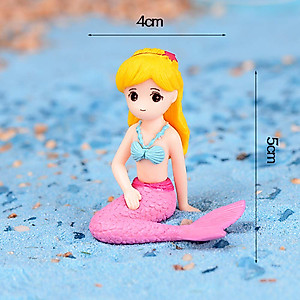 Miniature Mermaid Figurines 4 Pcs, Mini Mermaid Toy Figure Collection Playset Doll Birthday Cake Toppers Decoration Wedding Party Supplies Moss Landscape DIY Terrarium Crafts Ornament