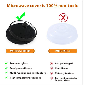 Glass Microwave Cover for Food Large Microwave Food Cover Splatter With Easy Grip Handle Anti-Splatter Lid With Enlarge Perforated Steam Vents Dishwasher Safe Keeps Microwave Oven Clean