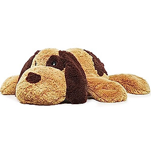 LELELONG Weighted Stuffed Animals for Anxiety 30'' 5lbs Weighted Dog Plush for Adults Kids 5 Pounds Brown