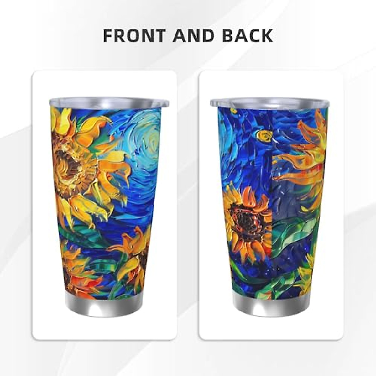 AYCZN Sky Sunflower 20 OZ Tumbler Stainless Steel Travel Coffee Mug, Starry Night Insulated Water Bottle with Lid Leakproof Thermal Cup