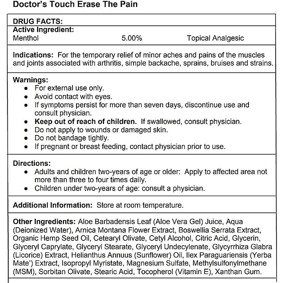 Doctor's Touch Erase The Pain Relief Roll On - Fast Acting Topical Pain Relief Roll On for Nerves, Joints, All Muscle Soreness and Discomfort - Roll on Muscle Pain Relief