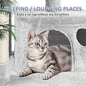 JOYO Cat Tree for Indoor Cats, 65.5 Inches Multi-Level Cat Tower Cat Tree with Hammock, Scratching Posts, Top Perch, Ladder, Cat Activity Tree Cat Condo with Toys, Cat Climbing Tower for Kitten Play