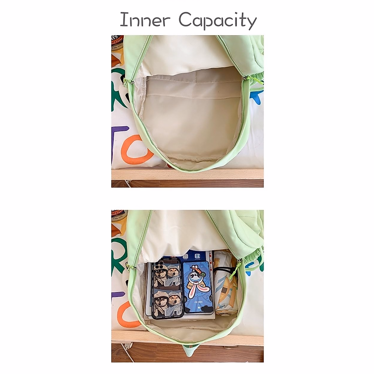 JHTPSLR Preppy Backpack with Plushies Cute Aesthetic Backpack Solid Kawaii Backpack Waterproof Laptop Backpack Casual Daypack (Black)