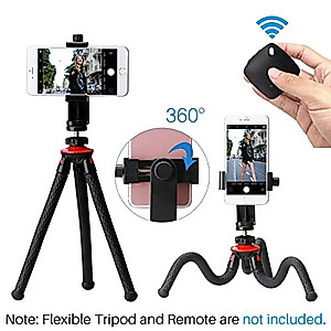 ORIbox Phone Tripod Stand Adapter Cell Phone Holder Mount Adapter, Fits iPhone, Samsung, and All Phones, Rotates Vertical and Horizontal, Adjustable Clamp