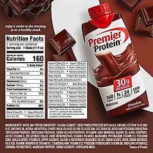 Premier Protein Shake, Chocolate, 30g Protein, 1g Sugar, 24 Vitamins & Minerals, Nutrients to Support Immune Health, 4 Count, 44 Fl Oz