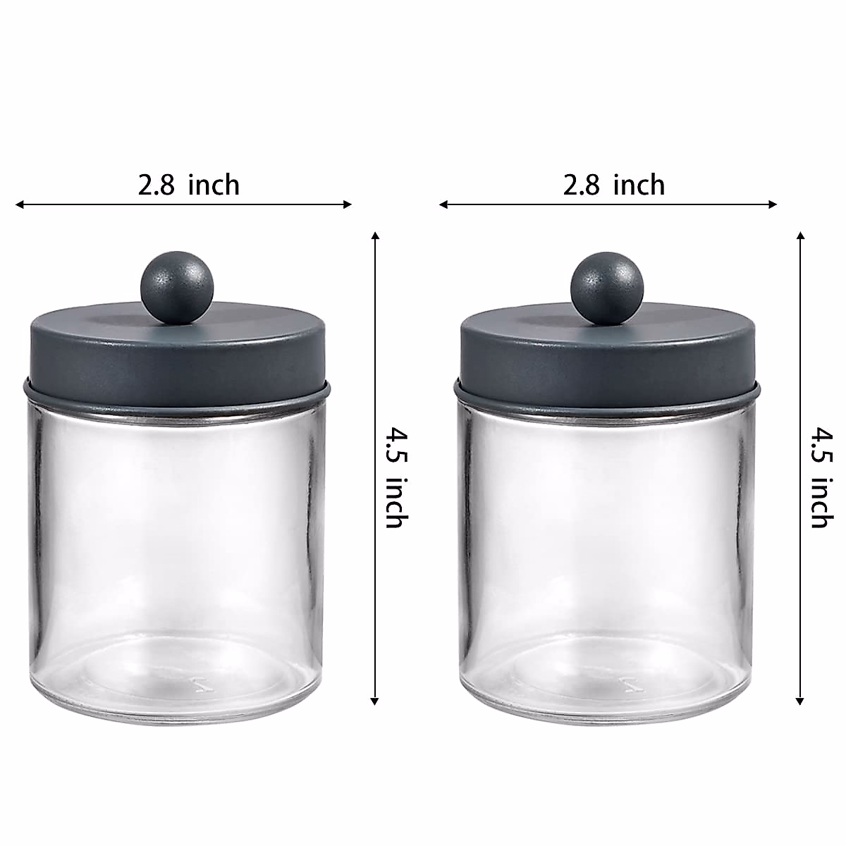 6 Pc Grey Apothecary Jars Bathroom Storage Organizer Bundle with 1 Pack 11 Inches Clear Lazy Susan Rotating Turntable Food Storage Container for Cabinets, Pantry, Fridge, Countertops,Vanity