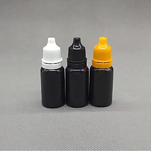 Snadulor 60pcs 5ml empty black plastic squeezable dropper bottle with protective cap,eye drop bottle(Black Cap)