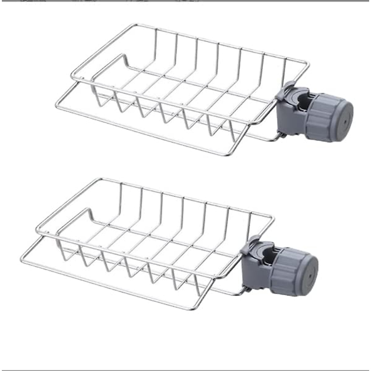 2 Piece Stainless Steel Faucet Rack, Hanging Adjustable Height for Kitchen Sink, Suitable for Kitchen Sink, Bathroom Sink Storage Rack, can be Placed Sponge, Brush, soap, Bath Ball, Shampoo etc