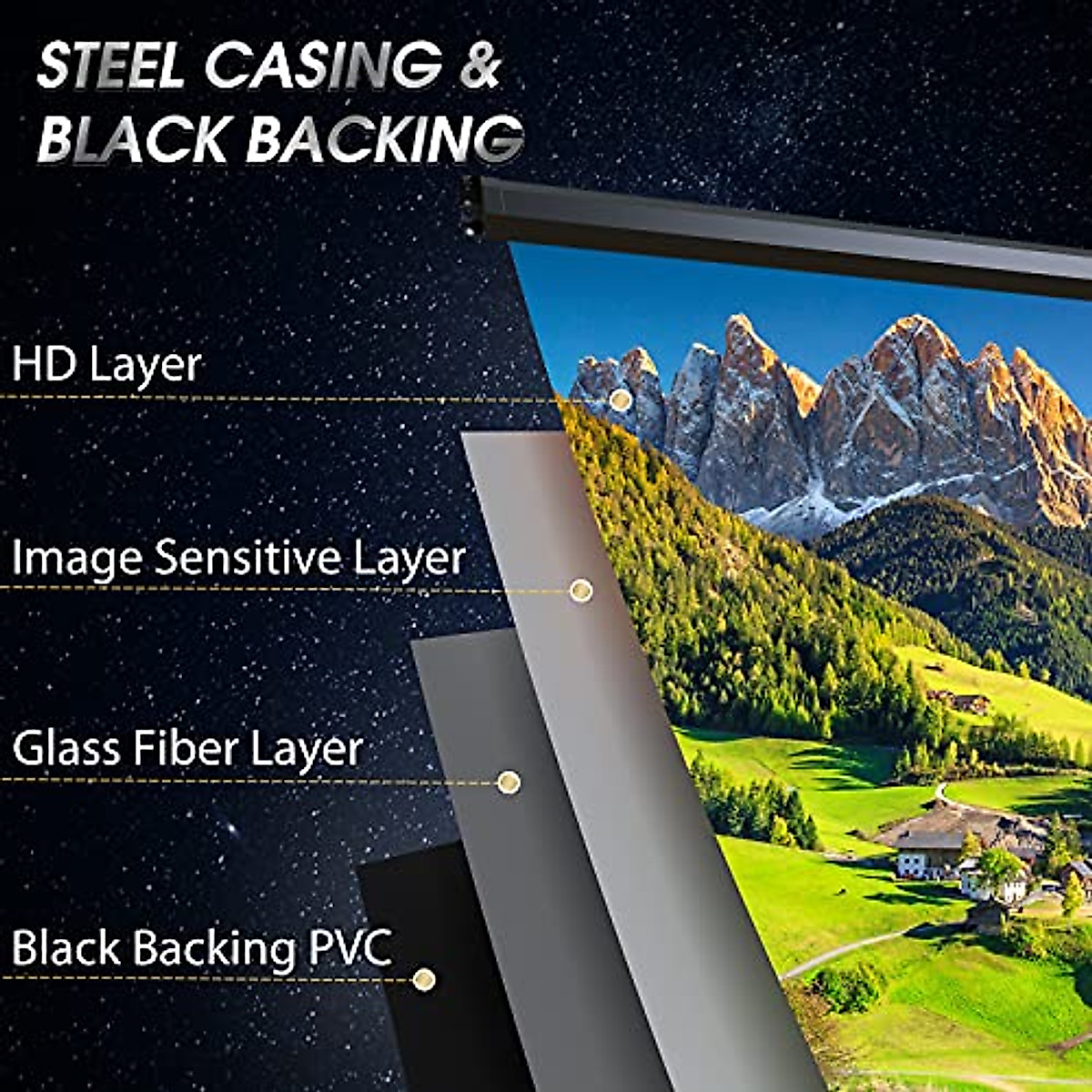 Aoxun 120" Motorized Projector Screen - Indoor and Outdoor Movies Screen 120 inch Electric 4:3 Projector Screen W/Remote Control