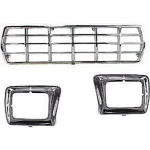 Evan Fischer Grille and Headlight Door Kit Compatible With 1978-1979 Ford F-150, Fits 1978-1979 Bronco, Chrome Shell and Insert FO1200111 FO2512114 FO2513115 Front