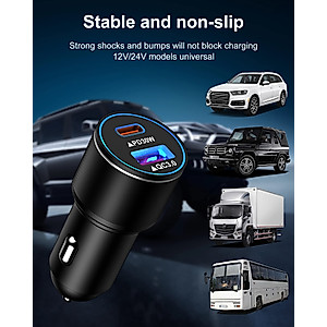 12 Volt USB Outlet, 30w+18w Dual Port USB C Car Charger, Super Fast Charging Cigarette Lighter Adapter Usbc Cargador Carro Auto Plug Phone Car Charger for Android Samsung Galaxy, Google, Apple iPhone