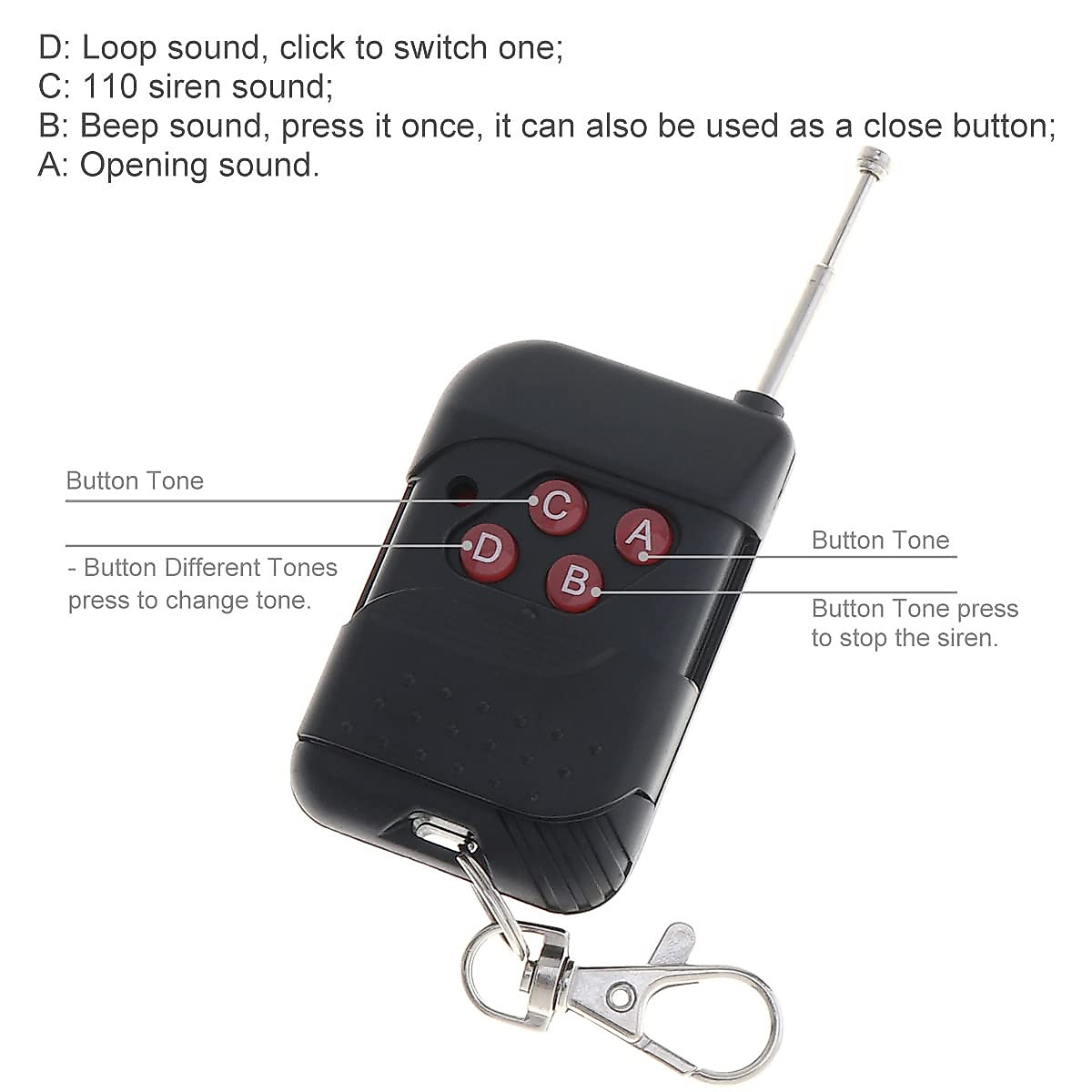 ePathChina 7 Tone Sound Loud Car Siren Vehicle Horn Hooter/Ambulance/Siren/Traffic Sound with Black Remote Controller 12V 100W (1PC Remote Controller)