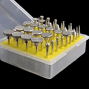 Diamond Burr Set- Ceramics Tile Glass Lapidary for Rotary Tools 50pc