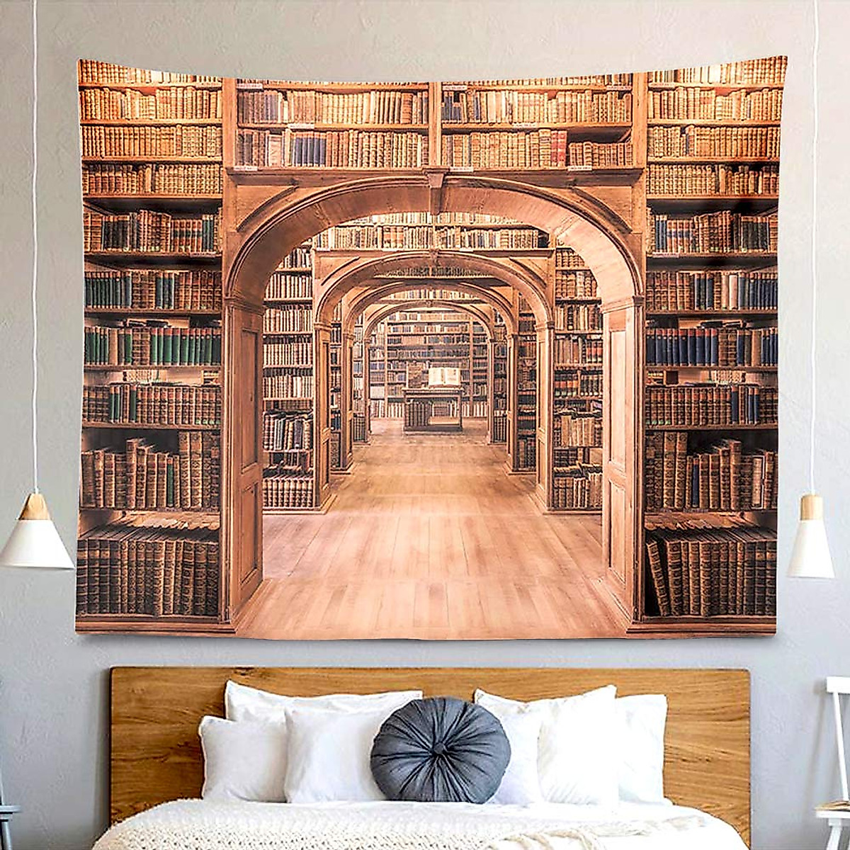 Library Bookshelf Tapestry Books Bookcase Wall Hanging Decor Indian Mandala Bohemian Hippie Trippy Large Tapestry for Bedroom Living Room Dorm(80x60 Inch)