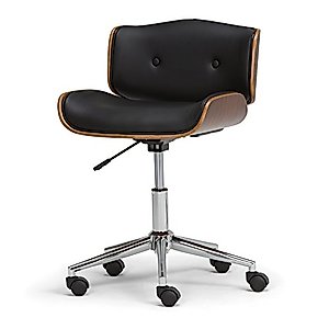SIMPLIHOME Dax Mid Century Modern 22 Inch Swivel Adjustable Executive Computer Bentwood Office Chair in Black, Natural, For the Office and Study