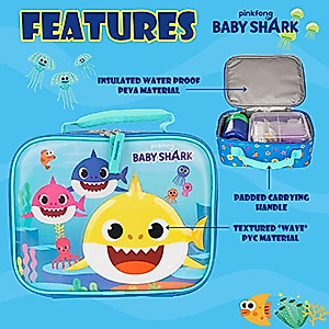 AI ACCESSORY INNOVATIONS Baby Shark Lunch Box for Kids & Toddlers, Girls & Boys Insulated Lunch Bag With Padded Carrying Handle
