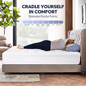 Dual Layer 3 Inch Memory Foam Mattress Topper Full, 2 Inch Cooling Gel Memory Foam Plus 1 Inch Down Alternative Pillowtop Mattress Pad with Cooling Cover, Soft Comfort Support