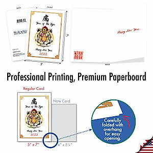 NobleWorks - 1 Lunar New Year Greeting Card with Envelope 4.63 x 6.75 Inch (not Gold Foil) - Year of The Tiger C8989ACNG-22