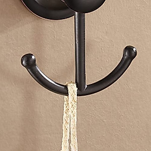 WOLIBEER Bronze Towel Hook, Bathroom Double Hook Oil Rubbed Robe Hook Wall Mount Shower Hand Towel Hanger Farmhouse Coat Hooks Stainless Steel Bath Accessories