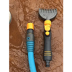 CancoFam Pool and Spa Filter Cartridge Cleaner Tool – Powerful Water Jets Removes Debris Dirt from up to 6 Pleats from The Pool Filter - Complete with Blue Pool Temperature Indicator and Hose Adapter