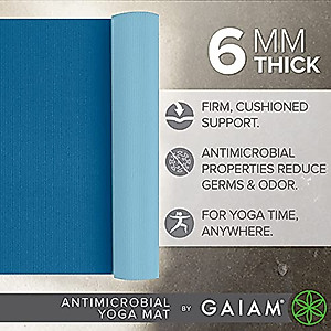 Gaiam Yoga Mat – 6mm Extra Thick Non Slip Exercise Workout Mat for Women and Men – Ideal for Home Gym Fitness, Yoga, Pilates, and Stretching – Grip Texture and Moisture Resistant - Skydive