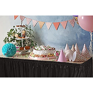 DecorRack 2 Pack Table Skirts, 29 in x 14 ft Each, Multi Pack -BPA Free- Plastic Tableskirt, Disposable, Reusable, Rectangular Tablecloth Skirt, Black (2 Pack)