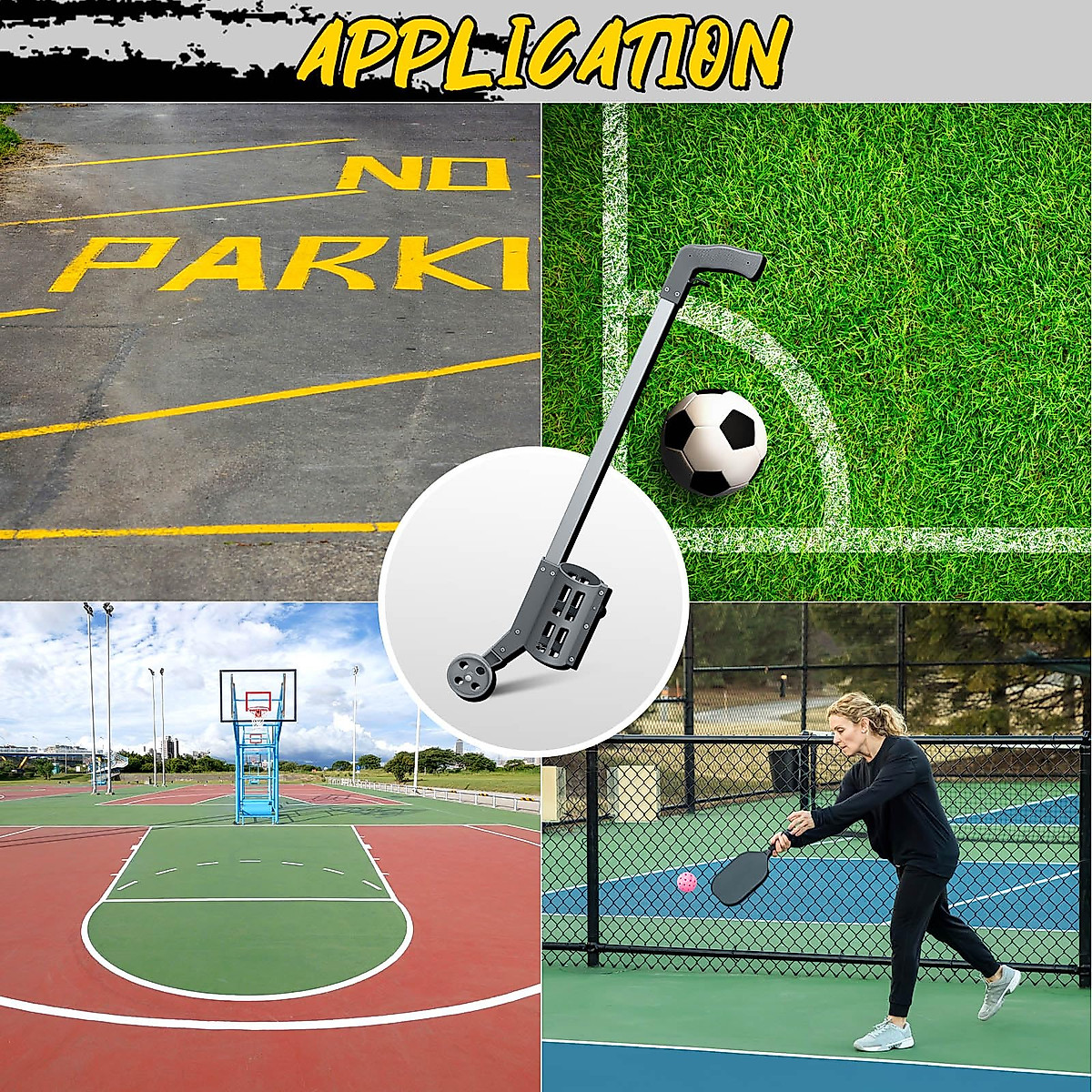 Zonon 1 Piece Industrial Wheeled Marking Wand for Line Paint Stripe Ground Marking Spray Paint Wand for Survey Painting Spray Stick Line Marking Applicator, Side Push, Grey