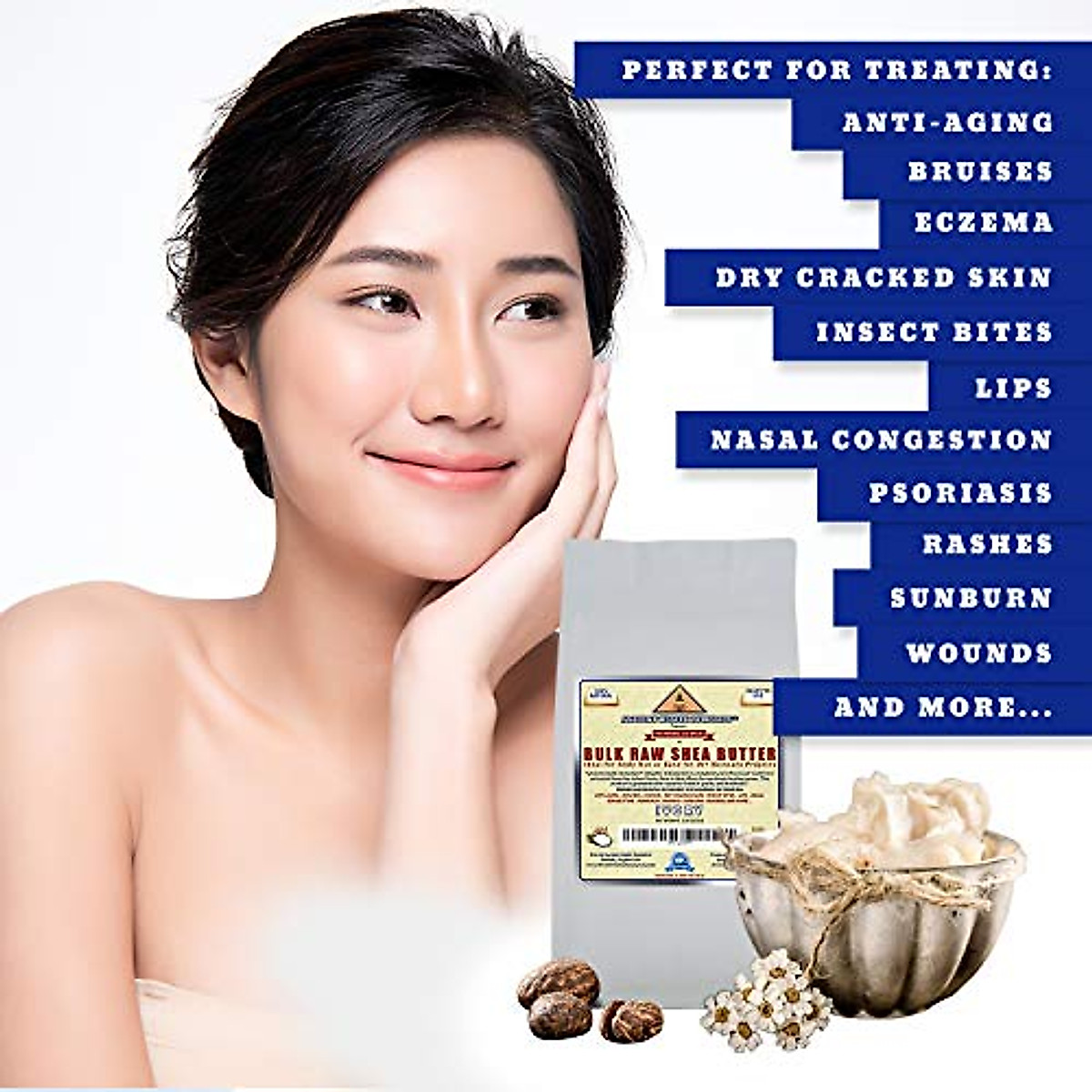 ANCIENT HEALTH REMEDIES Organic Unrefined Raw AFRICAN IVORY WHITE SHEA BUTTER BLOCKS/JAR Bulk Size Grade A for Anti Aging Dry Skin Base for DIY Body Butter, Beauty(Ghana) (10-3/8 x 5-1/4 x 3)