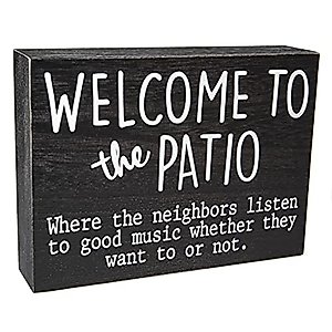 Outdoor Patio Decor - Table Decorations and Accessories for Shelf - Boho Wall Art for Deck Backyard Bar and Grill - Decorative Welcome Hanging Wood Signs