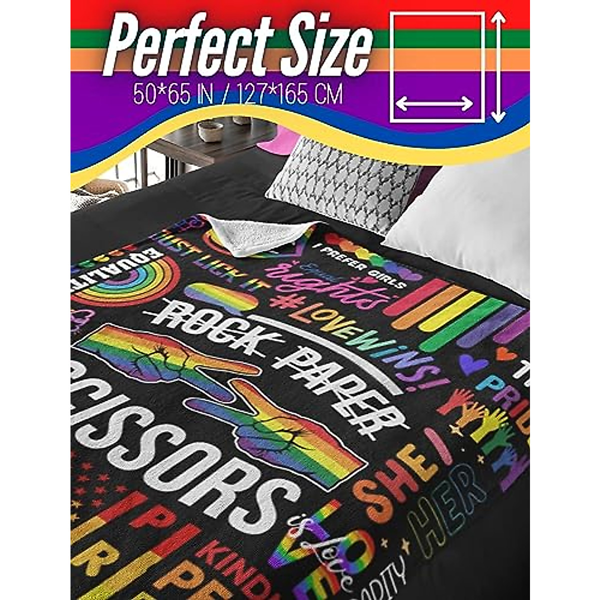InnoBeta LGBTQ Blanket, LGBT Gifts for Gay, Lesbian, Transexual, Friends, Besties, Gay Pride, Rainbow, Soft Throw Blanket, 50x65 Inches, Lesbian