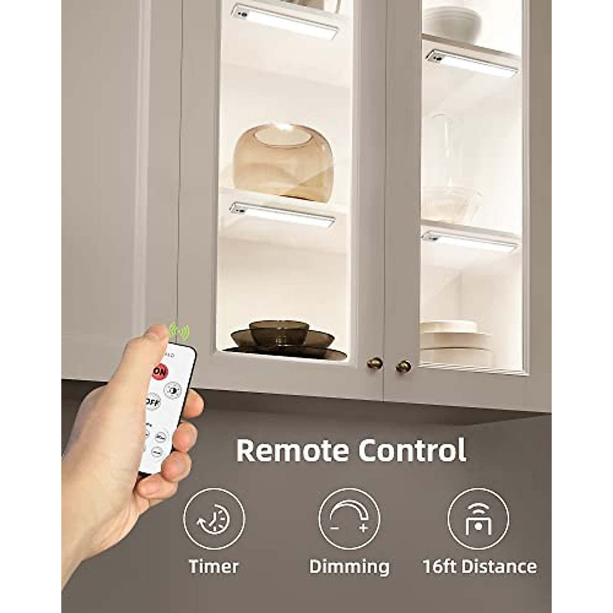 EZVALO Under Cabinet Lights, LED Closet Light Wireless USB Charging, Motion Sensor Lighting Indoor 5300K Dimmable Night Lights with Remote Control for Kitchen,Bedroom,Wardrobe,Hallway,Stairs (3 Pcs)