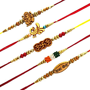 SLNDOKTG Set of 5 Rakhi for Brothers for Raksha Bandan Rakhi Handmade Rakhi Rakhi Raksha Bandhan Indian Bracelet Beads Rakhi Thread Bhaiya Bhabhi Rakhi Bracelet Rakhi Gift Traditional Rakhi