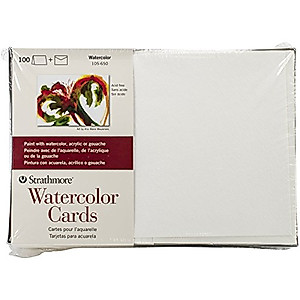 Strathmore 105-210-1 Watercolor Cards, Cold Press, 5" x 6.875", 50 Envelopes, Cards & Envelopes , White