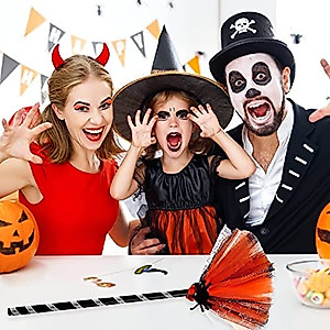 NSVJVY Kids Witch Broom, Halloween Broomstick, Photography Prop Toy, Cosplay Dress Up Costume Party Cute Witch Broom (Orange)