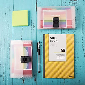 xutong 4 Pack Small Accordion File Organizer with 13 Pocket, A6 Size, Colorful Stylish Appearance, Made from Polypropylene Plastic, Practical and Portable
