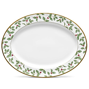 Noritake Holly & Berry Gold Oval Platter, 14-inches