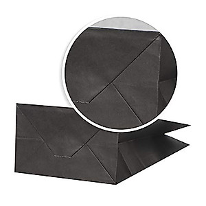 Paper Favor Bags - 50 Pack Black Party Favor Kraft Treat Bags for Any Occasions, Halloween, Graduation, DIY Arts, New Years Eve Party - 5 x 3 x 9 Inch