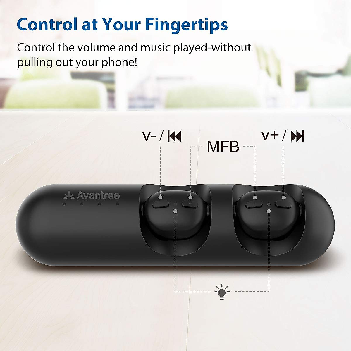 Avantree Mini True Wireless Earbuds for Small Ears Canals, Sport Bluetooth 5.0 Earphones with Volume Track Control & Mic, Clear Sound, Charging Case, 28H Playtime - TWS110