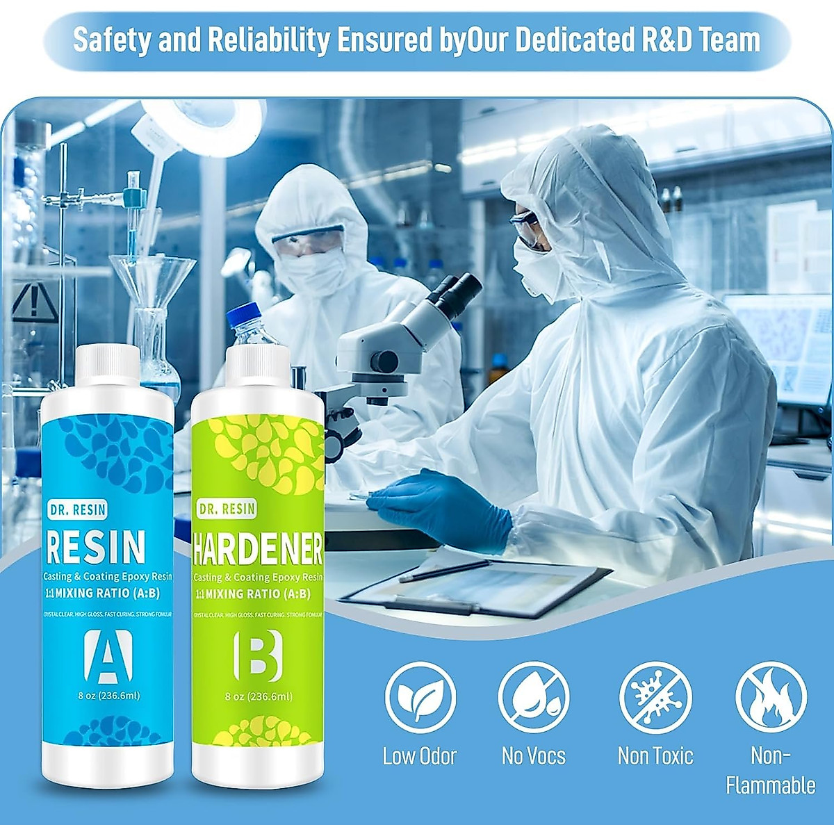 Clear Epoxy Resin Art Resin Kit 16 oz Crystal Jewelry Resin 2 Part Epoxy Resin Kit with Bonus Measuring Cups Sticks Spreader and Gloves